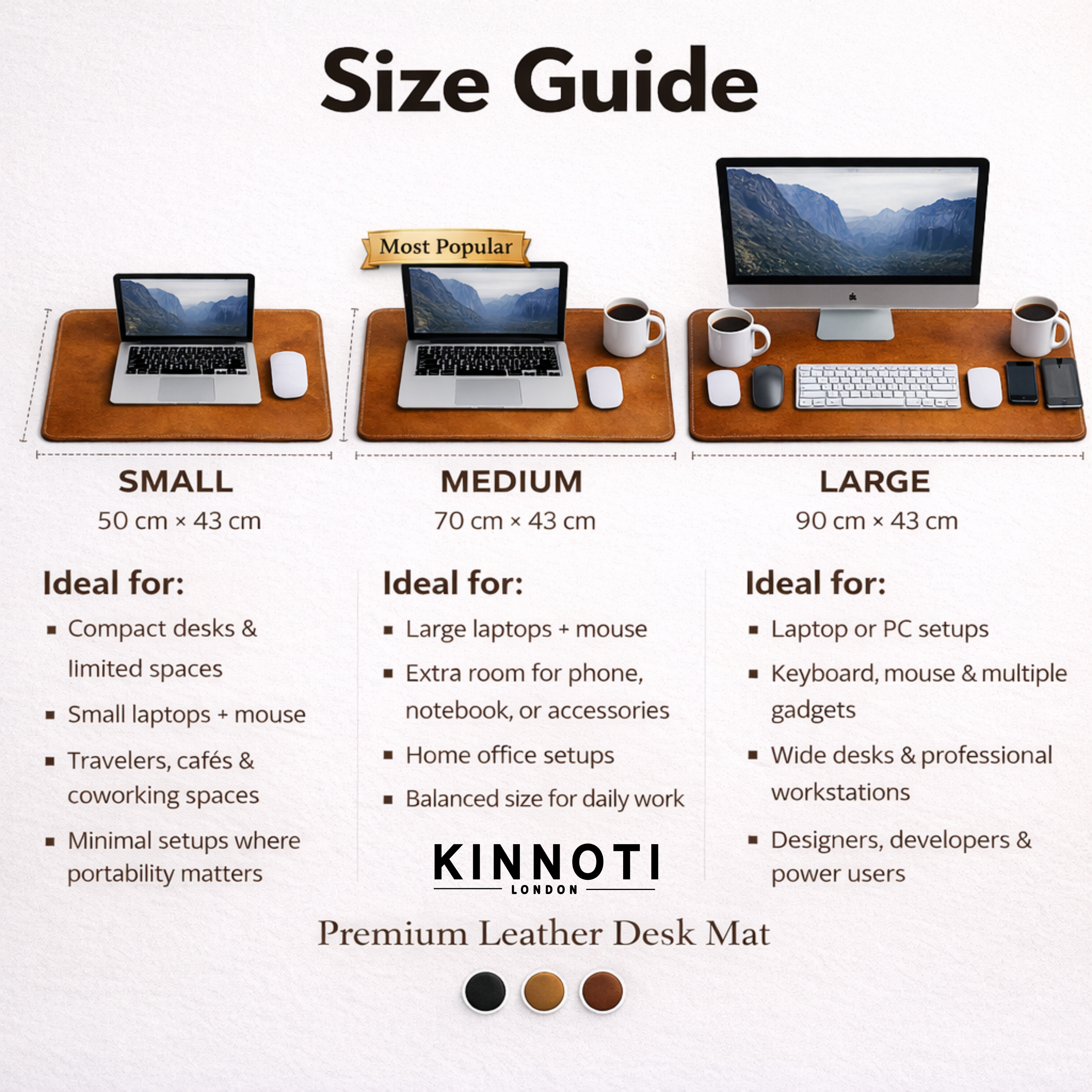 Brown Defender White Stitched Desk Mat