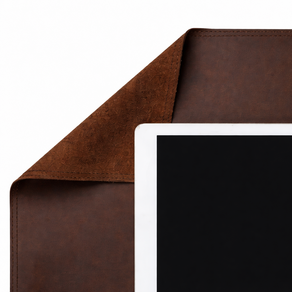 Brown Defender White Stitched Desk Mat